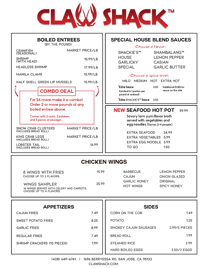 Claw Shack Cajun Seafood Restaurant San Jose